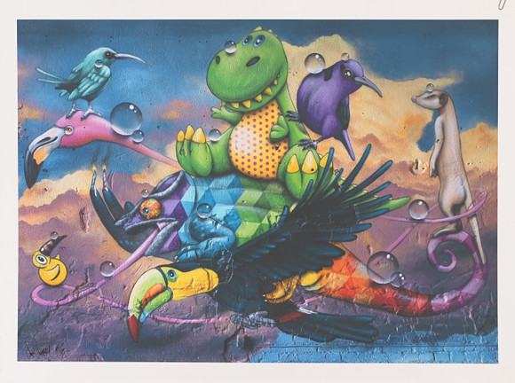 TIM TIMMEY. Composition with dragon, color lithograph, signed. Art ...