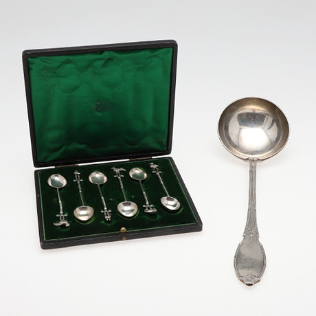A LATE 19th / Early 20th CENTURY BELGIAN SILVER LADLE. Silver & Metals ...