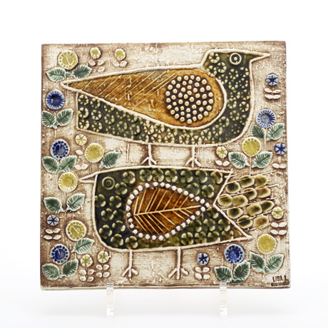 LISA LARSON. "Birds", wall relief, from the "Unique" series, stoneware ...