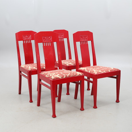 STOLAR, 4 st, bemålade, "ek, ekollon", 1930-40 tal. Möbler - Fåtöljer ...