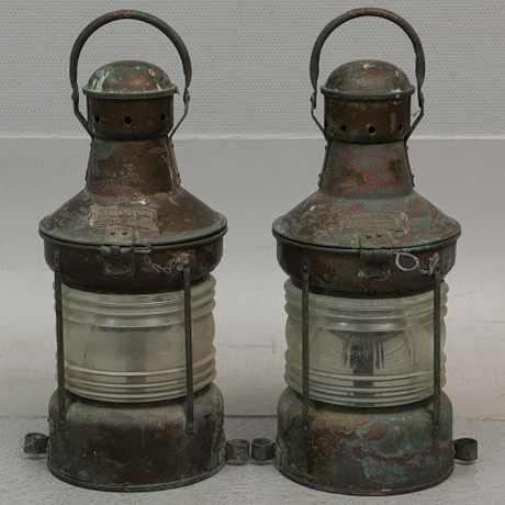 LANTERNOR, 2 st, koppar, H. Henriksens EFTF Lanternefabrikk, Bergen ...