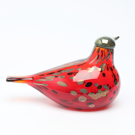 OIVA TOIKKA. Fågel, "Ruby Bird", glas, märkt O. Toikka, Nuutajärvi ...