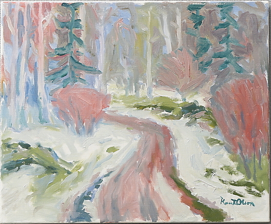 KNUT OLSON (1904-1978). "The road to Björnhult". Oil on canvas, signed ...
