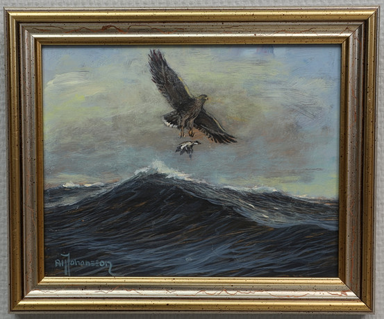 ALF JOHANSSON. Oil on Board, "Sea eagle", signed. Art - Paintings ...