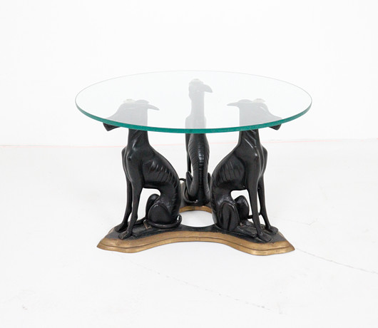 Maitland-Smith sculptural coffee table with 3 greyhounds, 1980s ...