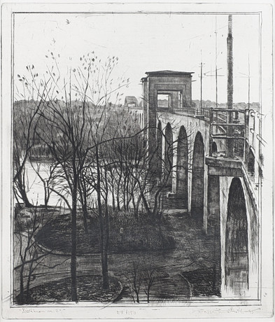 HASSE LINDROTH. "Årstabron no. 2", etching 57/150, signed. Art ...