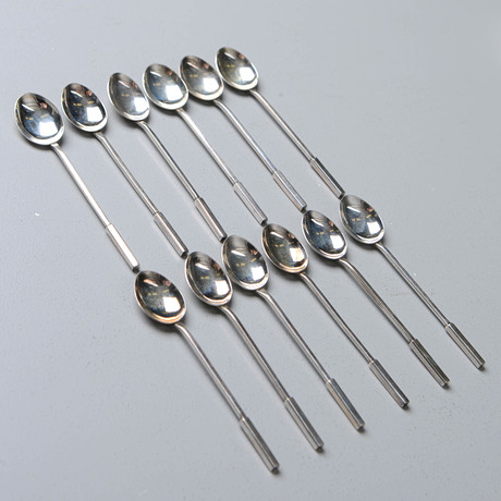 TEASPOONS, 12 pcs, silver, art deco, Gewe Silvervarufabriken Ab, 1939 ...