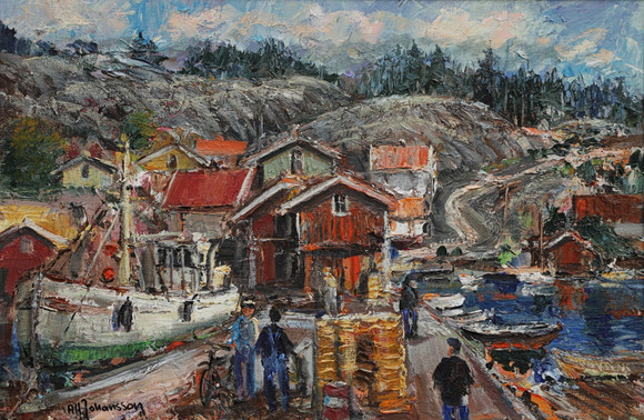 ALF JOHANSSON. oil on canvas, "Landscape, Skaftö", signed, dated 1977 ...