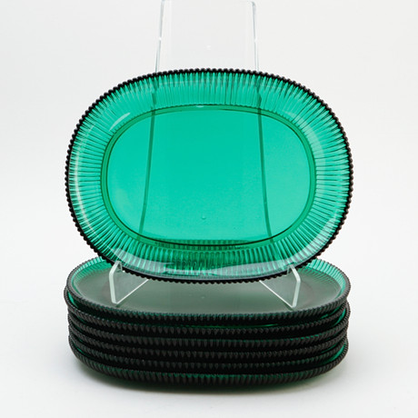 ARTHUR PERCY. Lobster plates, 8 pcs, glass, "Reffla", Gullaskruf. Glass ...