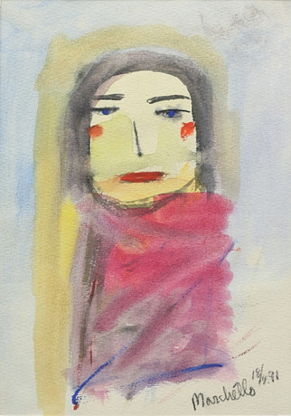 MARCHÉLLO. Porträtt, akvarell, signerad och daterad. Konst - Måleri ...