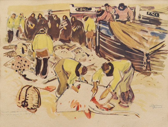 MATHURIN MÉHEUT. After. Fisherman, Yport, lithographic print, signed in ...