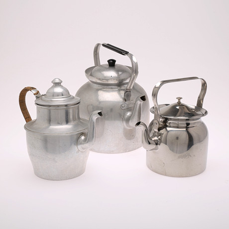 KAFFEKANNOR SAMT PERKULATOR, aluminium/rostfritt, 1900-talets andra ...