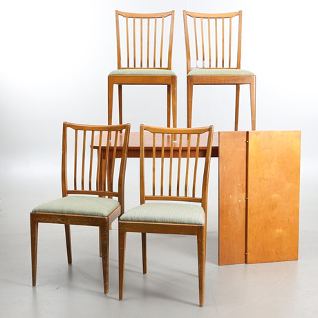 MATGRUPP, 5 delar + 2 iläggsskivor, teak, 1900-talets mitt. Möbler ...