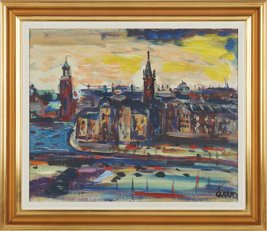 ÅKE WILHELM ANDERSSON. Stockholmsmotiv, monogramsignerad åwa, olja på duk. Konst - Måleri ...