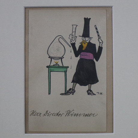 HERRMANN, THEODOR. - "Mr. Director Wimmer", acuarela y lápiz sobre ...