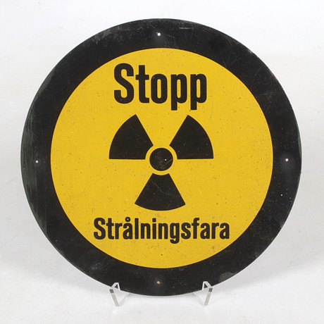 SKYLT, alumimium, "Stop strålningsfara", 1900-tal. Övrigt - Övrigt ...