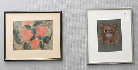 ROSE-MARIE DREIERSTRÖM. Pastel on the cat "Markurell" and watercolour ...