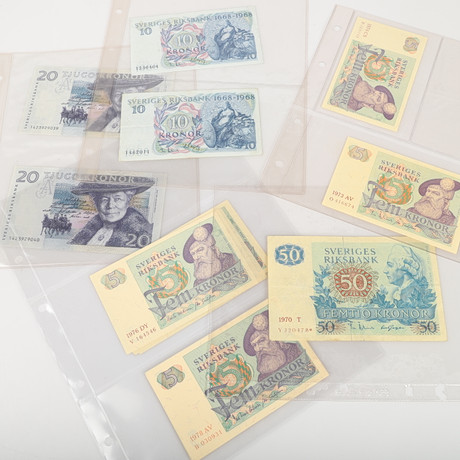 SEDLAR, 42 stycken, bl. a 20 stycken i nummerföljd, Sverige, 1972-90 ...