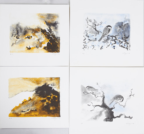 SIXTEN FAGER. kompositioner, 4 st, färglitografier, provtryck och EA ...