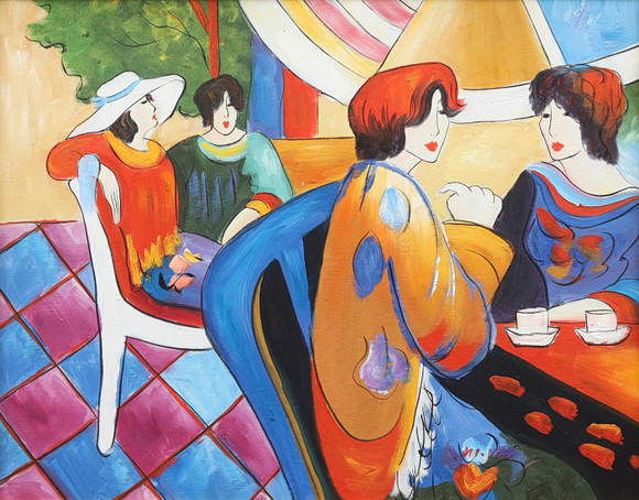 MARY VARLEY, (ESTLAND 1902-1970). Conversation, oil on canvas, signed ...