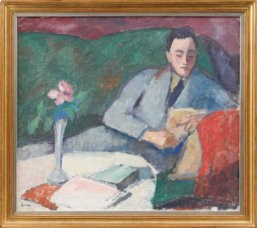 FOLKE ÖSTRÖM. Reading man, oil on canvas, stamp signed. Art - Paintings ...