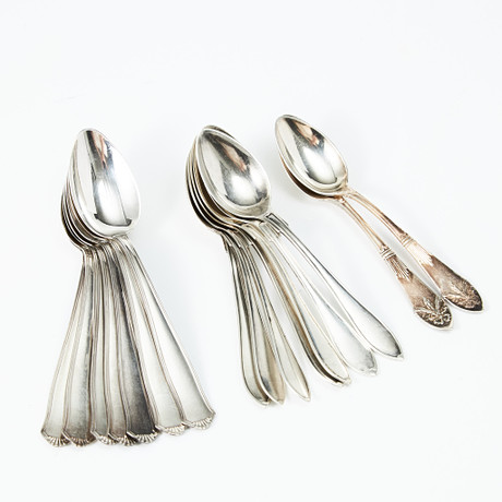 SILVER SPOONS 18 pieces. Teaspoons, 7 pcs., model Drotten, coffee ...