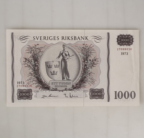 SEDEL 1000 kr Sverige 1973. Mynt, Medaljer & Frimärken - Mynt & Sedlar ...