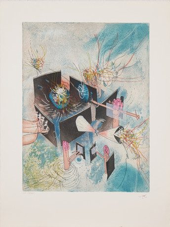 ROBERTO MATTA. composition, color etching/aquatint from "Hom'mere III ...