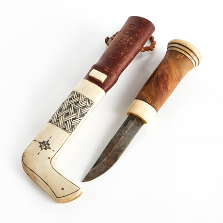 KNIFE, Sami work, reindeer horn and birch. Weapons & Militaria - Edged ...