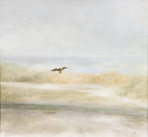 OLLE LINDGREN. Flygande fågel, olja på dul, signerad O.L. Konst ...
