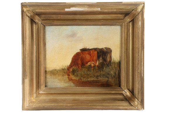 CIRKEL AV THOMAS SIDNEY COOPER (BRITTISK, 1803-1902) ”SKISS AV KOR”. Konst - Måleri - Auctionet