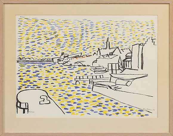 STIG SLAS CLAESSON. "The Salt Lake", color lithograph, signed and ...