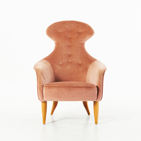 "Stora Eva", fåtölj, Triva, Nordiska Kompaniet, 1950/60-tal, klädsel i ...