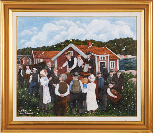 BERT HÅGE HÄVERÖ. Gårdsauktion, signerad och daterad Bert Håge Häverö ...