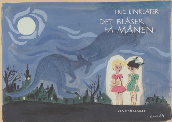 GUNNAR BRUSEWITZ. Blandteknik, originalomslaget till "Det blåser på ...