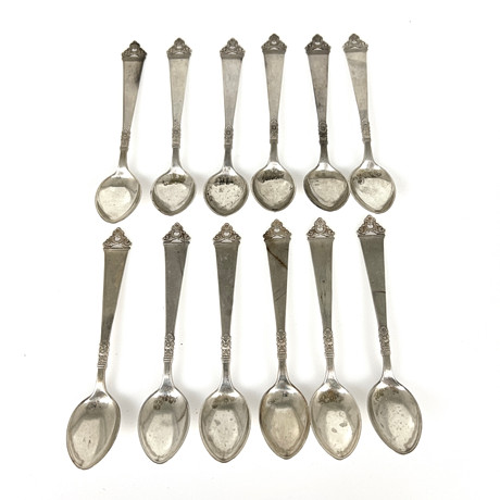 NILS HANSEN. Norge. Kaffeskedar. Silver. 12 styck. Silver & Metall ...