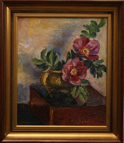 ELIN HÖGLUND. Óleo sobre Tabla, Bodegón de flores, firmado, E Höglund ...