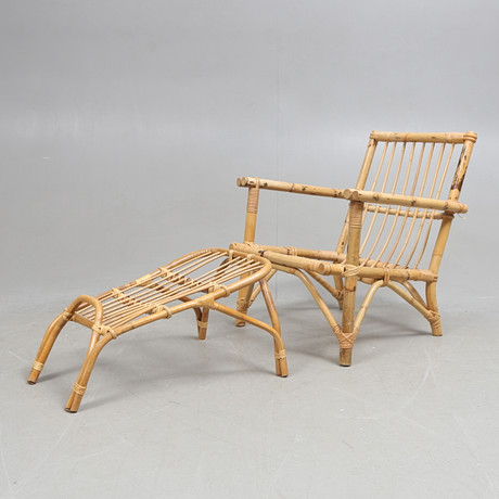 VILSTOL med FOTPALL, 1900-talet. Möbler - Fåtöljer & Stolar - Auctionet