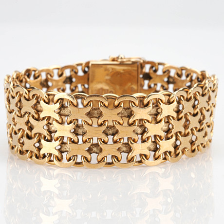 ARMLÄNK, 18K guld, X-länk, August Mikkov Ab, 1965. Smycken & Ädelstenar ...