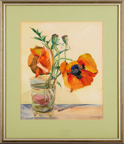 DAVID FRITIOF CEDERBERG (1885-1956 Östersund) Vallmo i vas, akvarell ...