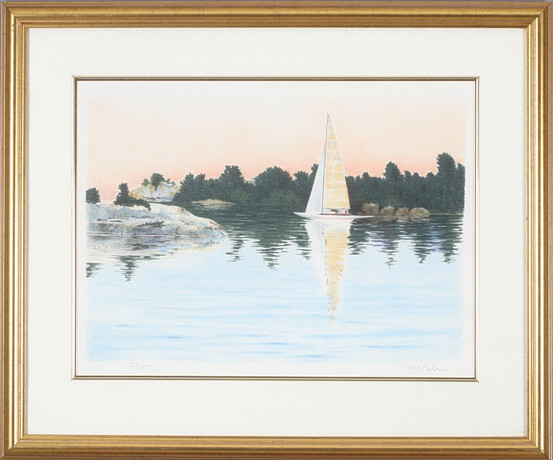 TORE PALM. Sailboat, lithograph signed and numbered 35/275. Art ...