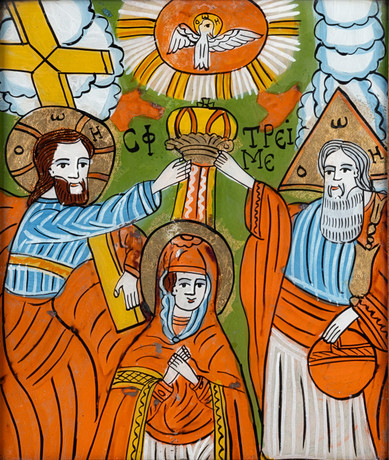 ICON, Coronation of the Mother of God and the Trinity, stained glass ...