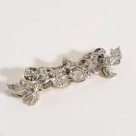 DIAMANT BROSCH MED 18K VITT OCH GULT GULD RAM. Smycken & Ädelstenar ...