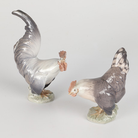 FIGURINER, tupp samt höna, porslin, Royal Copenhagen, Danmark. Keramik ...