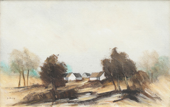 PETER JAKOBY (FÖDD 1941). Motiv från Brösarp, Österlen, olja på duk ...