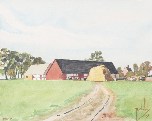 TOR NORLING. "Uppåkra". Akvarell, signerad och daterad -59. Konst ...