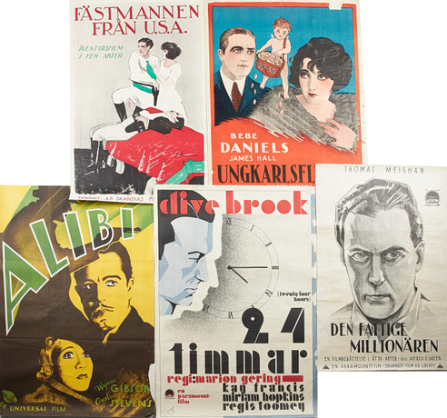 FILM POSTERS, 5 pcs, 1920s/30s, color lithographic prints. Art - Other ...