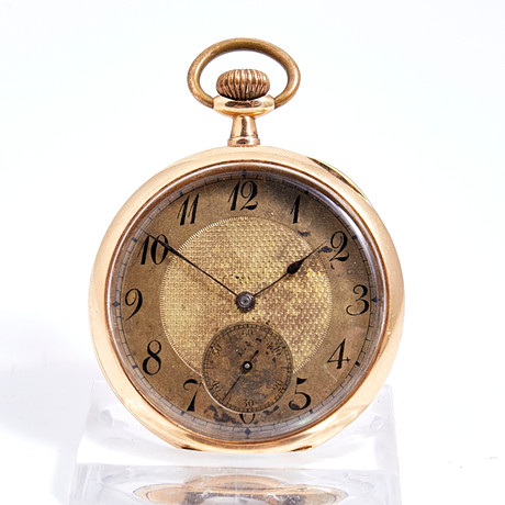 POCKET WATCH, 18k gold, savonette, plexiglass, Arabic numerals, blued ...