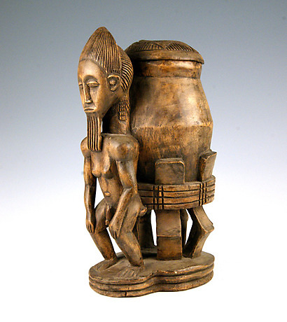 AFRIKANA. African ritual vessel, incense burner. Male person with a ...
