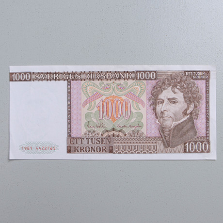 SEDEL, Sveriges Riksbank 1000 Kronor 1981. Mynt, Medaljer & Frimärken ...